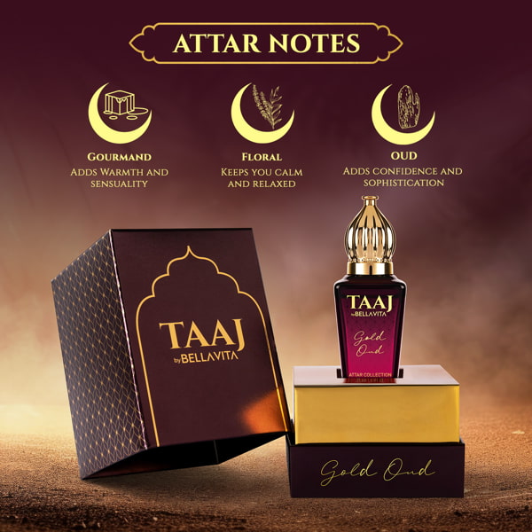 Taaj Gold Oud Attar 12ml | Luxurious Ittar for Men and Women | Bella ...